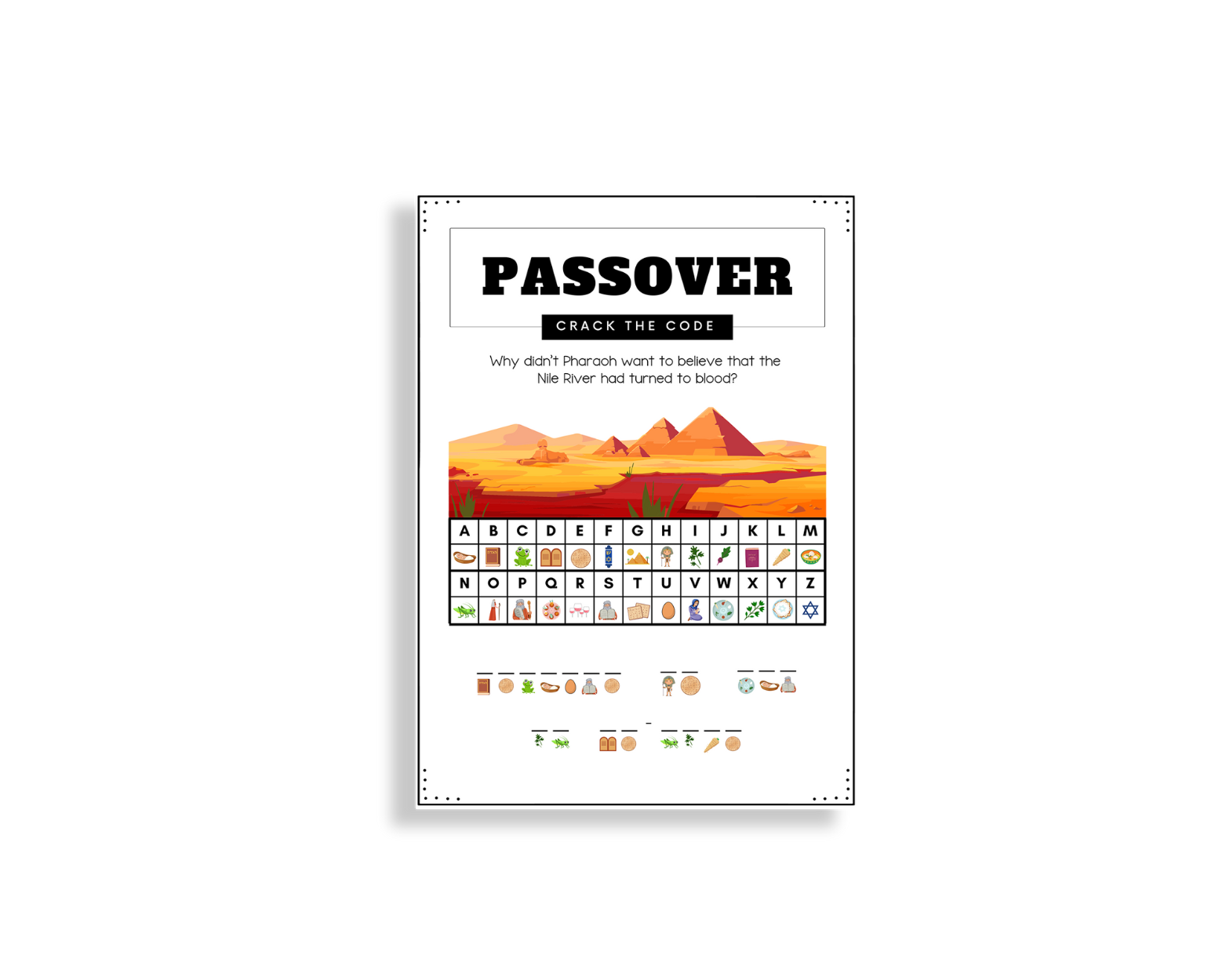 Passover Crack the Code Worksheet | The Jewish Educator Portal