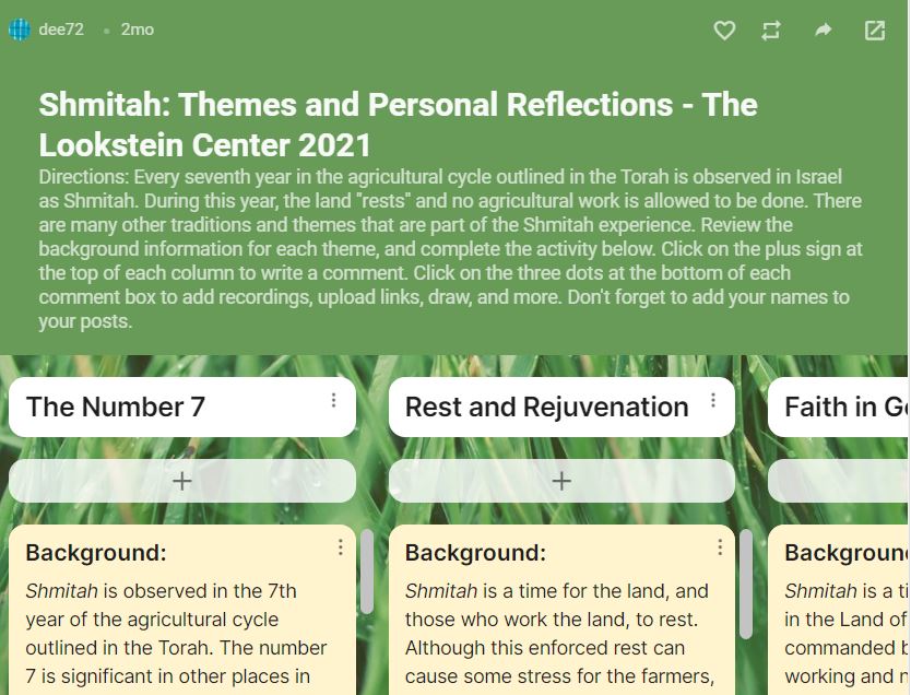 Shmitah Padlet - The Lookstein Center | The Jewish Educator Portal